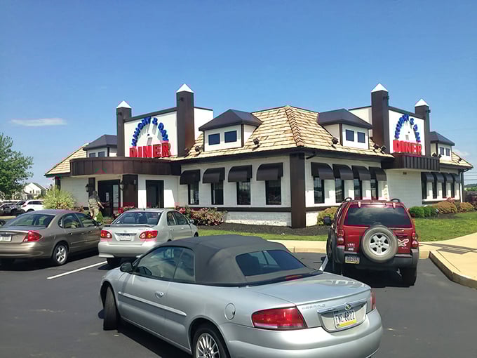 The classic neon sign of Knight & Day Diner glows like a beacon for hungry travelers. Pennsylvania charm meets roadside Americana in this Lititz landmark.