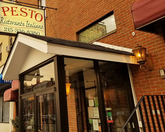 The unassuming brick exterior of Ristorante Pesto hides culinary treasures within, like finding the Hope Diamond at a yard sale.