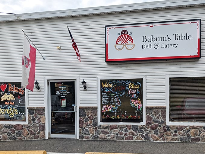 The unassuming exterior of Babuni's Table belies the culinary treasures within. Those Polish and American flags aren't just decoration&mdash;they're a promise of authentic flavors.