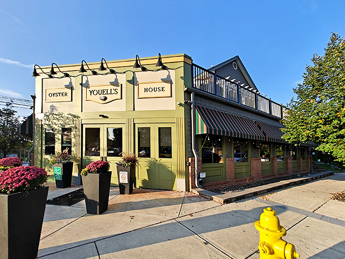 Youell's blue-roofed charm stands out like a seafood oasis in Allentown, complete with colorful umbrellas that practically whisper, "Come sit a while."