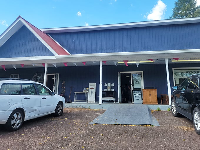 The blue building with pink pennants might not scream "treasure trove" from the outside, but inside awaits a bargain hunter's paradise that would make Marie Kondo both thrilled and terrified.