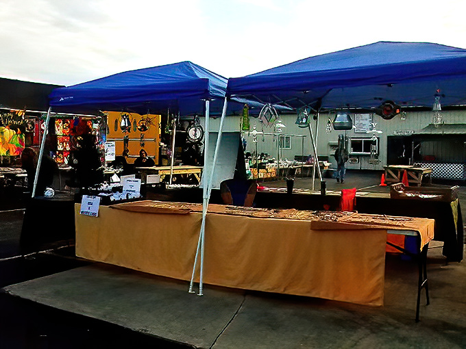 Treasure hunting paradise! Tables laden with collectibles stretch across the Silver Moon Flea Market, where one person's castoffs become another's prized possessions.