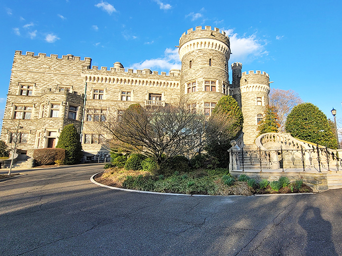 Medieval fantasy or suburban Philadelphia reality? Grey Towers Castle's imposing stone fa&ccedil;ade and dramatic turrets create an unexpected European mirage in Glenside.