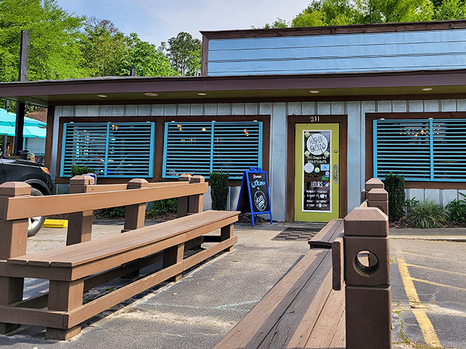 Laid-back and welcoming, Higher Ground&rsquo;s outdoor seating feels like your favorite neighborhood hangout&mdash;simple, shaded, and made for sunny afternoons and good eats.
