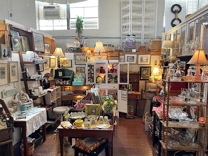 Furniture displays that feel like movie sets waiting for their scene. Vintage chairs, tables, and decor create living spaces you'll want to transport home.