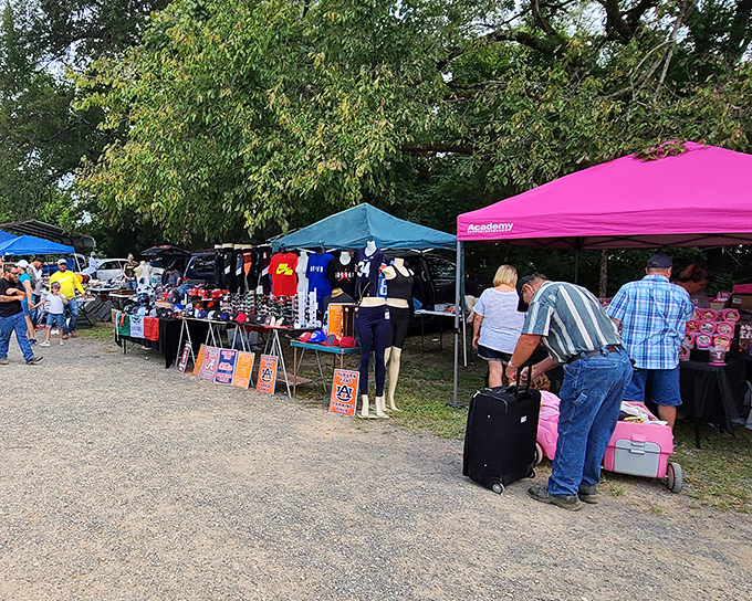 Treasure hunters navigate the gravel pathways between vendor stalls, where yesterday's castoffs await their second chance at usefulness and appreciation.