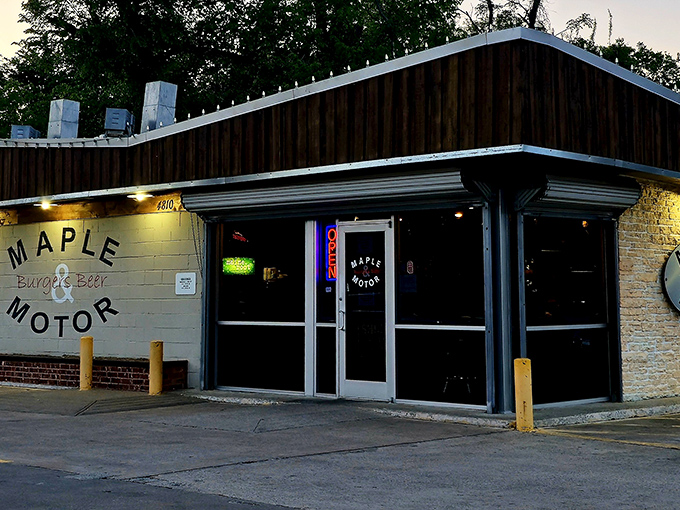 The unassuming exterior of Maple & Motor might fool you, but locals know this modest building houses burger greatness that's worth every minute in line.