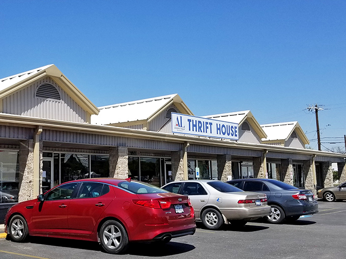 The unassuming exterior of AL Thrift House belies the wonderland of treasures waiting inside. Texas-sized bargains behind a modest fa&ccedil;ade.
