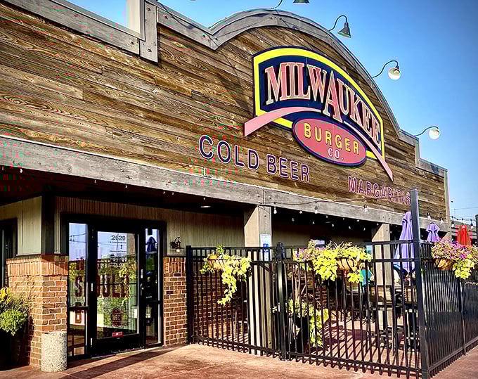 The rustic wooden fa&ccedil;ade of Milwaukee Burger Company welcomes hungry travelers like a beacon of comfort food hope in Eau Claire's dining landscape.