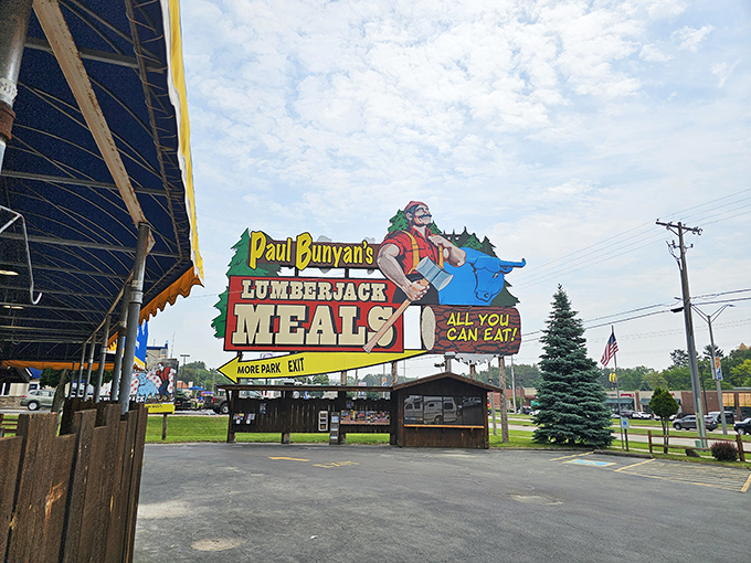 That sign isn't just advertising &ndash; it's a Wisconsin Dells landmark promising the kind of meal that requires a post-feast nap and zero regrets.