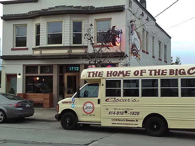The unassuming cream city brick exterior of Oscar's Pub & Grill stands like a culinary sentinel in Milwaukee, promising burger greatness without architectural fanfare.