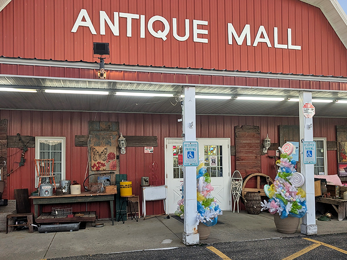 The classic red barn exterior isn't just charming&mdash;it's a siren call to treasure hunters everywhere. "Abandon all shopping lists, ye who enter here!"