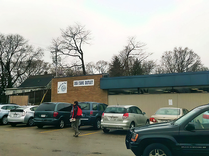 The unassuming blue facade of Dig & Save Outlet hides a treasure trove within&mdash;like finding a secret portal to bargain heaven in Madison.