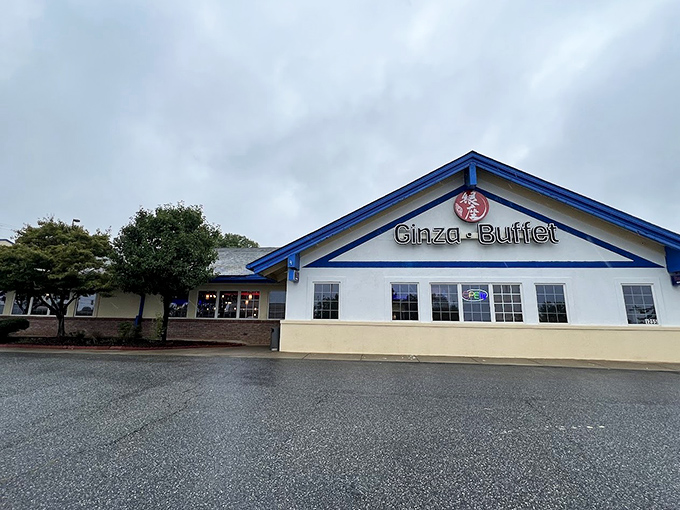 The unassuming exterior of Ginza Buffet hides a culinary wonderland within. Like finding a treasure chest disguised as a shoebox.