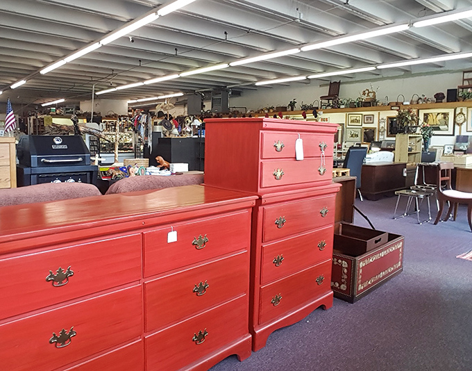 Red closets lined up like eager puppies waiting for adoption. One person&rsquo;s castoff becomes another&rsquo;s statement piece in a new home.