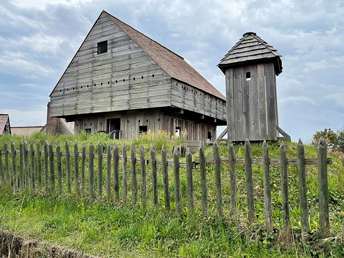 The wooden fortress stands like a time capsule against the Georgia sky, its weathered planks whispering stories of colonial ambition and frontier hardship.
