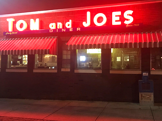 The neon glow of Tom & Joe's at night isn't just a sign&mdash;it's a beacon of breakfast hope for hungry travelers on Pennsylvania's backroads.