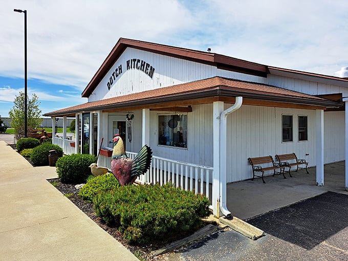 The unassuming white exterior of Dutch Kitchen welcomes hungry travelers like a lighthouse guiding ships to harbor&mdash;except this beacon promises pancakes instead of safety.