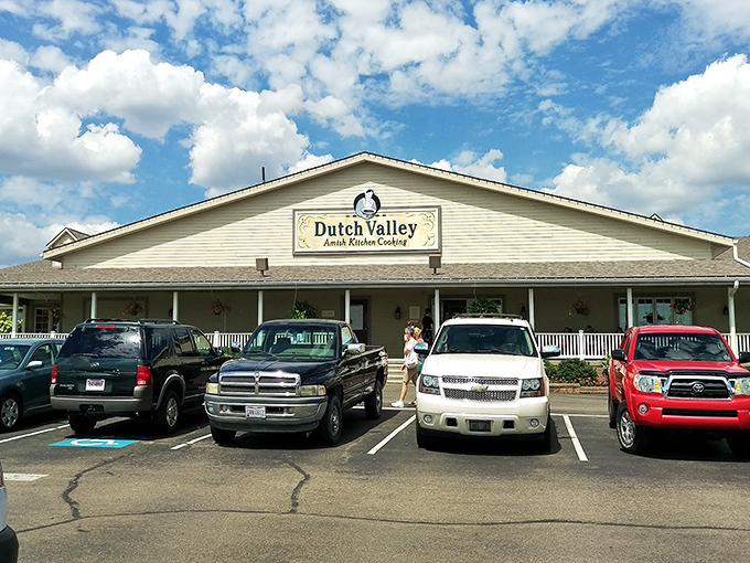 The unassuming exterior of Dutch Valley Restaurant hides a breakfast paradise within. Like finding a Broadway show in a barn, this place delivers star performances on every plate.
