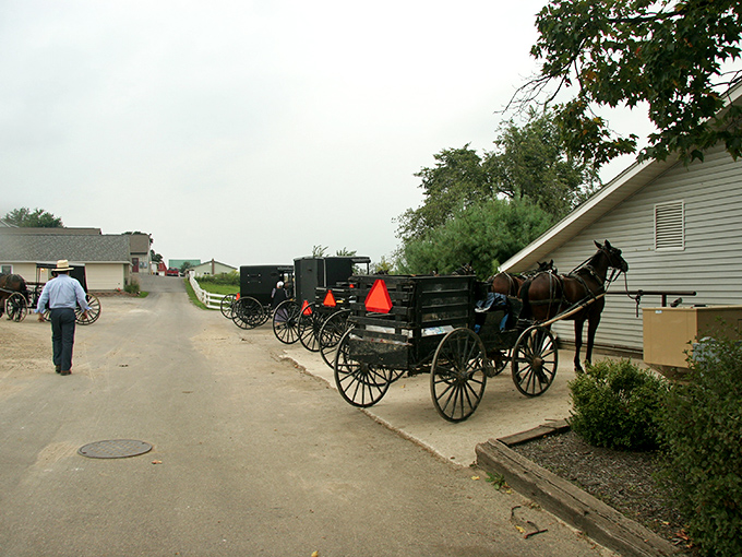 Time stands still as a horse and buggy clip-clops past weathered barns. This isn't a movie set&mdash;it's just Tuesday in Mount Hope. 