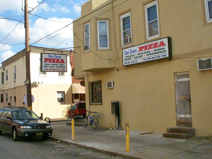 The unassuming exterior of San Lucas Pizza proves once again that culinary treasures often hide in plain sight. Philadelphia's delicious secret awaits inside.