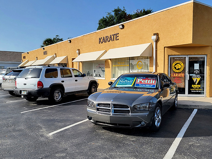Strip mall magic happens here, where karate meets carbs in perfect suburban harmony.