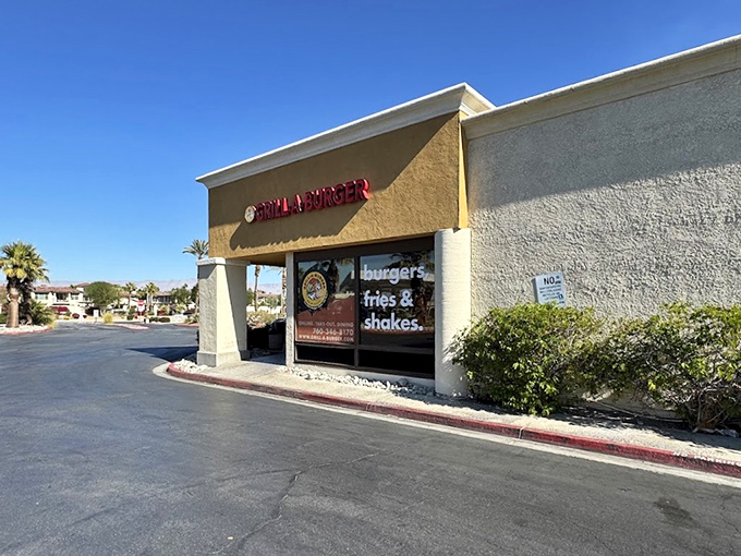 The unassuming exterior of Grill-A-Burger proves once again that culinary treasures often hide in plain sight, nestled among Palm Desert's sun-drenched strip malls.