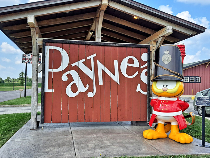 The British royal guard duck standing sentinel outside Payne's is your first clue that Gas City is hiding a culinary gem worth discovering.
