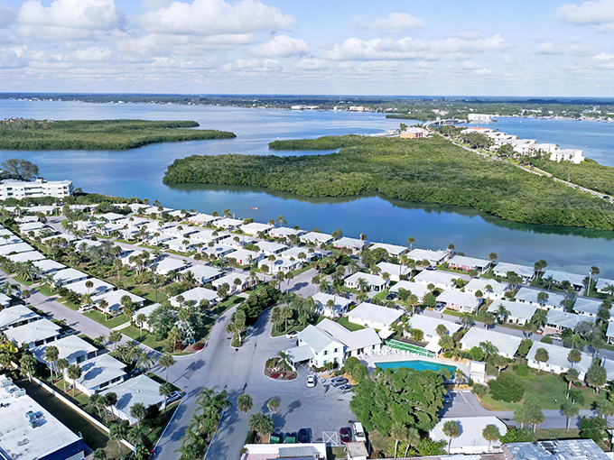 Aerial paradise where golf courses meet waterways. Englewood's landscape is like nature's own retirement brochure come to life.