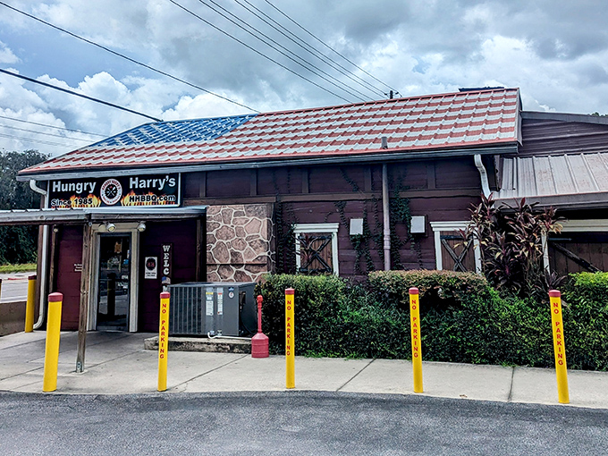 The American flag roof isn't subtle, but neither is the BBQ inside. Hungry Harry's stands like a beacon of smoke and promise in Land O' Lakes.