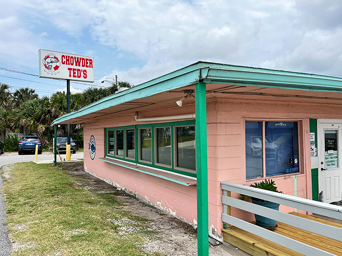 The unassuming mint-green exterior of Chowder Ted's proves once again that culinary treasures often hide in the most modest packages. Florida sunshine included at no extra charge!