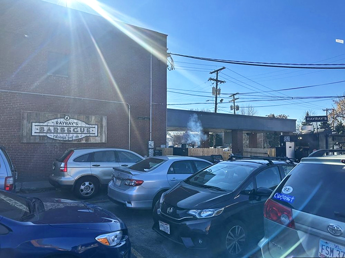 The unassuming black brick exterior of Ray Ray's might not scream "food paradise," but that's how the best BBQ joints operate&mdash;letting the smoke do the talking.