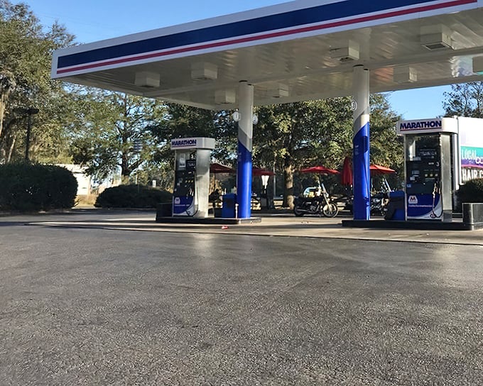 Don't judge a book by its cover&mdash;or a barbecue joint by its gas pumps. This unassuming Marathon station hides smoky treasures that'll make your taste buds do a happy dance.