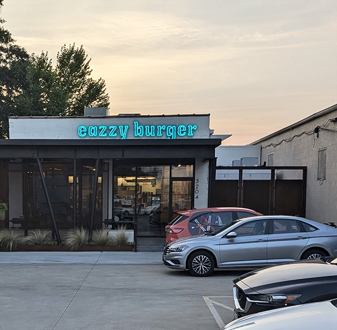 That neon blue sign isn't just illuminating the Richmond night&mdash;it's a beacon calling to your inner burger enthusiast.