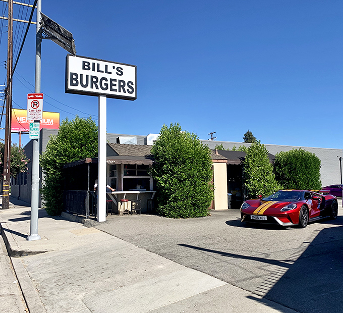 The unassuming exterior of Bill's Burgers stands as a testament to the timeless truth: never judge a burger joint by its facade.