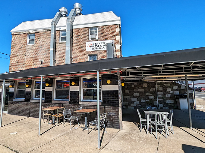 The unassuming brick exterior of Steve's Prince of Steaks stands like a culinary fortress in Northeast Philly, no fancy frills needed when you're sandwich royalty.