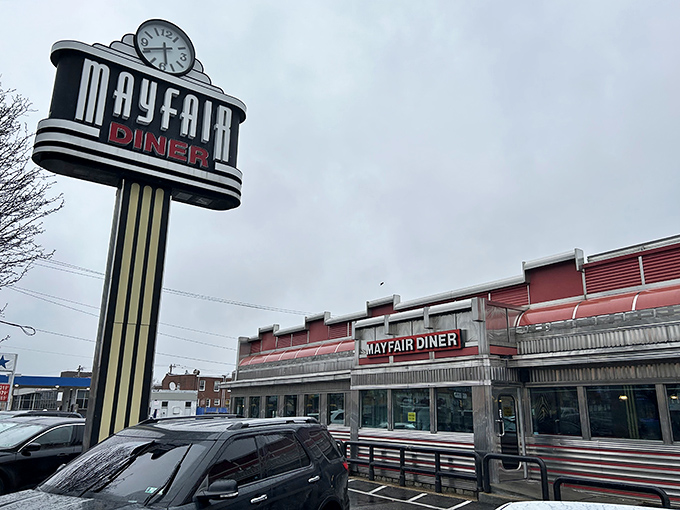 That gleaming stainless steel exterior isn't just eye-catching&mdash;it's a time machine disguised as a diner, ready to transport you to simpler times.