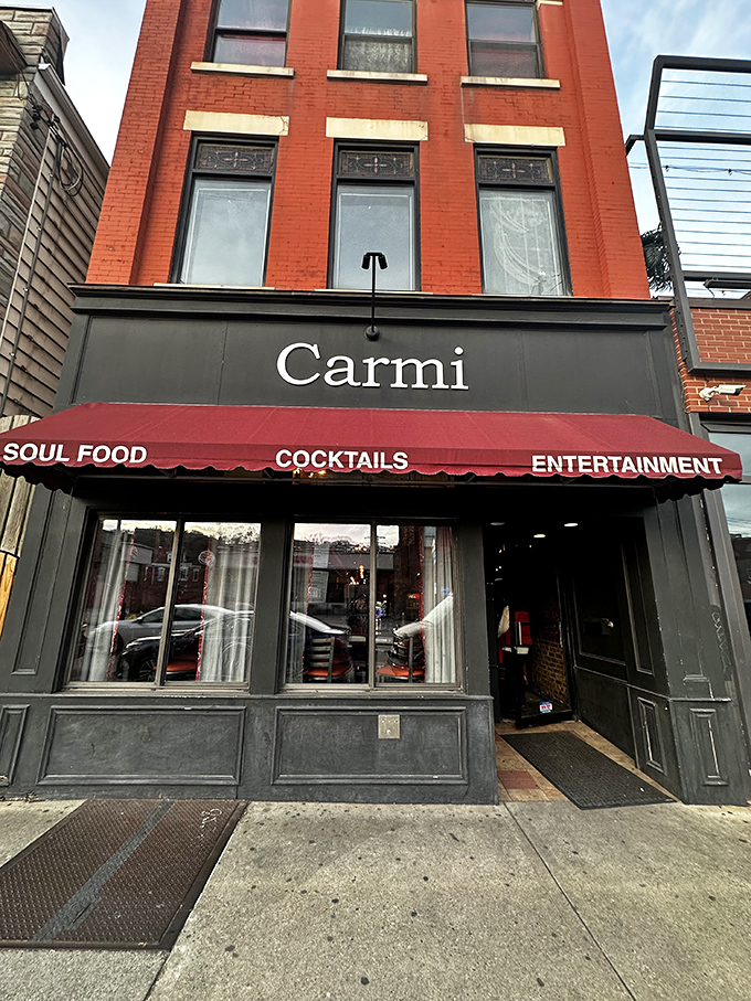 The unassuming brick facade of Carmi Soul Food in Pittsburgh might not stop traffic, but the aromas wafting from inside certainly will. Soul food paradise awaits.