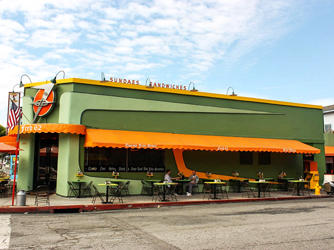 The mint-green exterior with orange awnings isn't just eye-catching&mdash;it's a beacon of hope for hungry souls wandering Vermont Avenue at any hour.