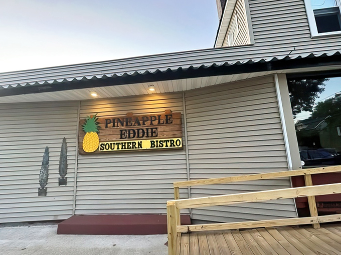 The unassuming exterior of Pineapple Eddie Southern Bistro proves once again that the best culinary treasures often hide in plain sight.