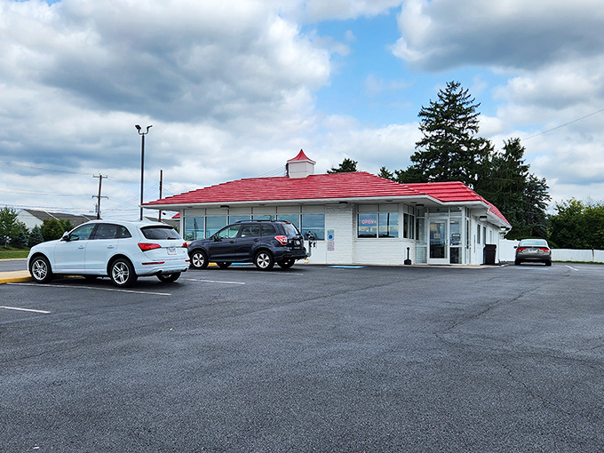 The iconic red roof of Speck's beckons like a culinary lighthouse, promising comfort food treasures to weary Pennsylvania travelers.