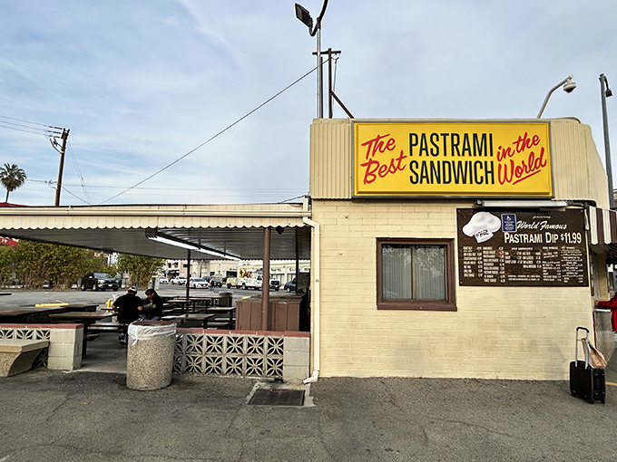 The iconic yellow sign boldly proclaims what generations of Angelenos already know&mdash;this pastrami is worth the pilgrimage to Alhambra.