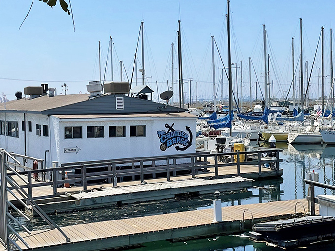 Floating serenely among sailboats in Leeward Bay Marina, The Chowder Barge isn't just a restaurant&mdash;it's a maritime adventure waiting to happen.