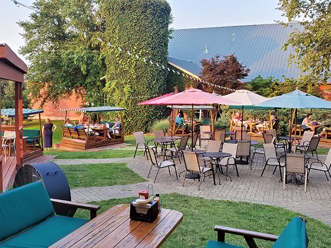 The welcoming facade of The Grill House stands like a culinary lighthouse in Allegan, beckoning hungry travelers with its classic charm and promise of carnivorous delights.