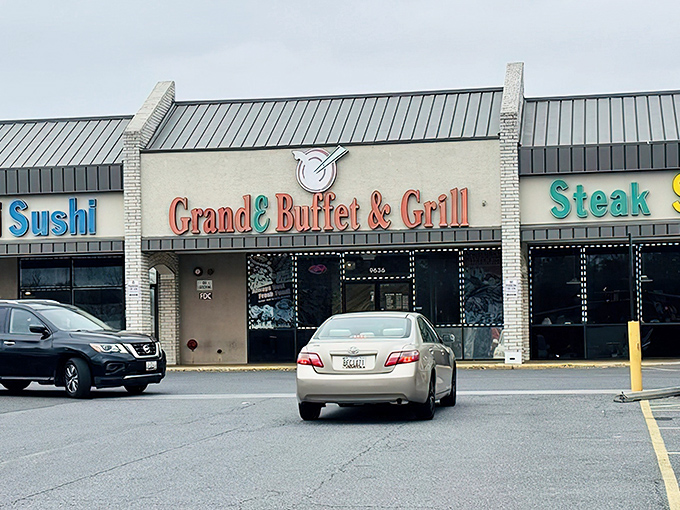 The unassuming storefront of GrandE Buffet & Grill proves once again that culinary treasures often hide in plain sight at strip malls across America.