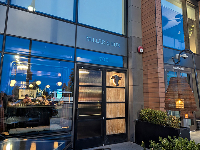 The sleek exterior of Miller & Lux beckons with promise, like finding a secret passage to culinary nirvana in San Francisco's bustling Chase Center area.