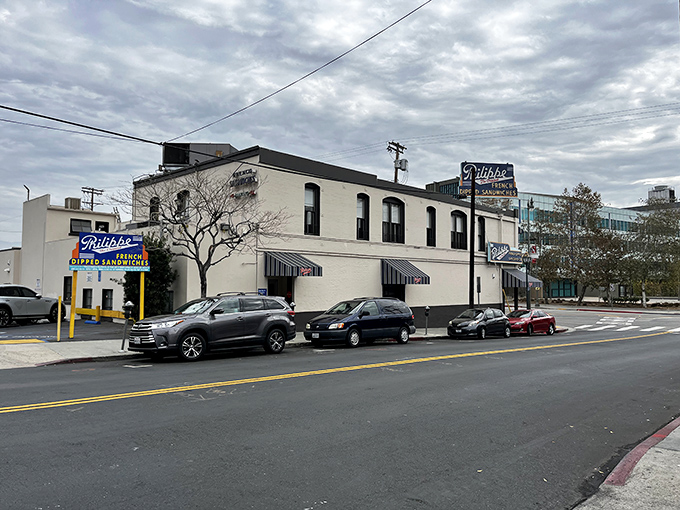 The legendary Philippe's stands proud, a beacon of sandwich salvation in downtown LA's ever-changing landscape.