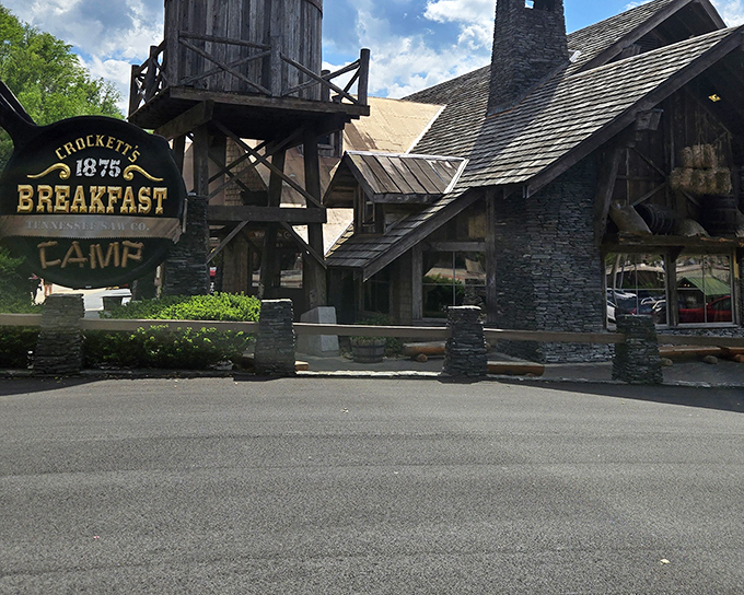 The giant cast iron skillet sign says it all &ndash; at Crockett's Breakfast Camp, subtlety isn't on the menu, but mountain-sized portions definitely are.