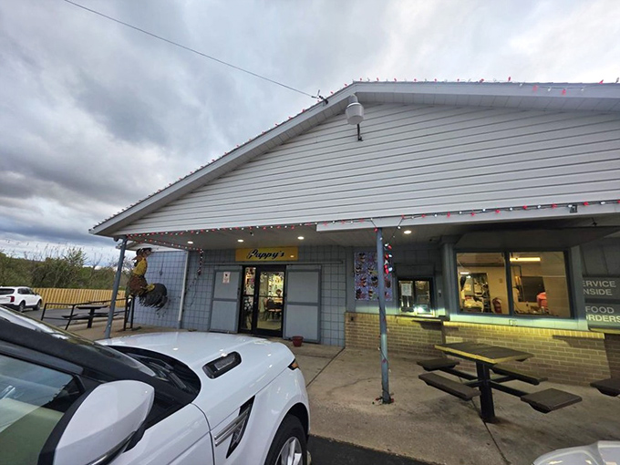 Pappy's roadside sign stands like a beacon of hope for hungry travelers, promising good food and the chance to book your next event upstairs. 