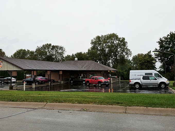 Classic Americana preserved in brick and mortar&mdash;B & K's exterior promises a time-traveling culinary adventure that delivers on nostalgia and flavor.